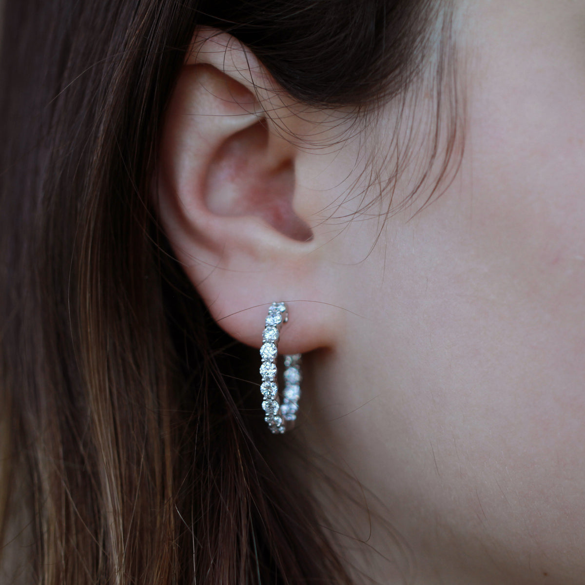 14kt White Gold 3.00cttw In and Out Lab-Created Diamond Hoop Earrings ...