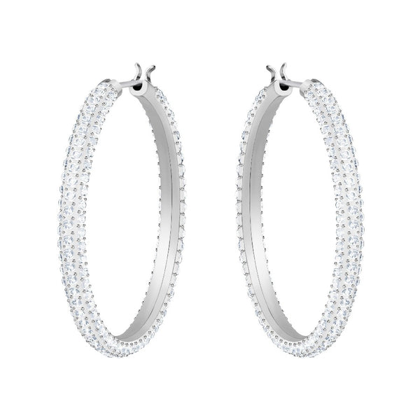 Stone Hoop Earrings White Rhodium Plated Independent Jewellers