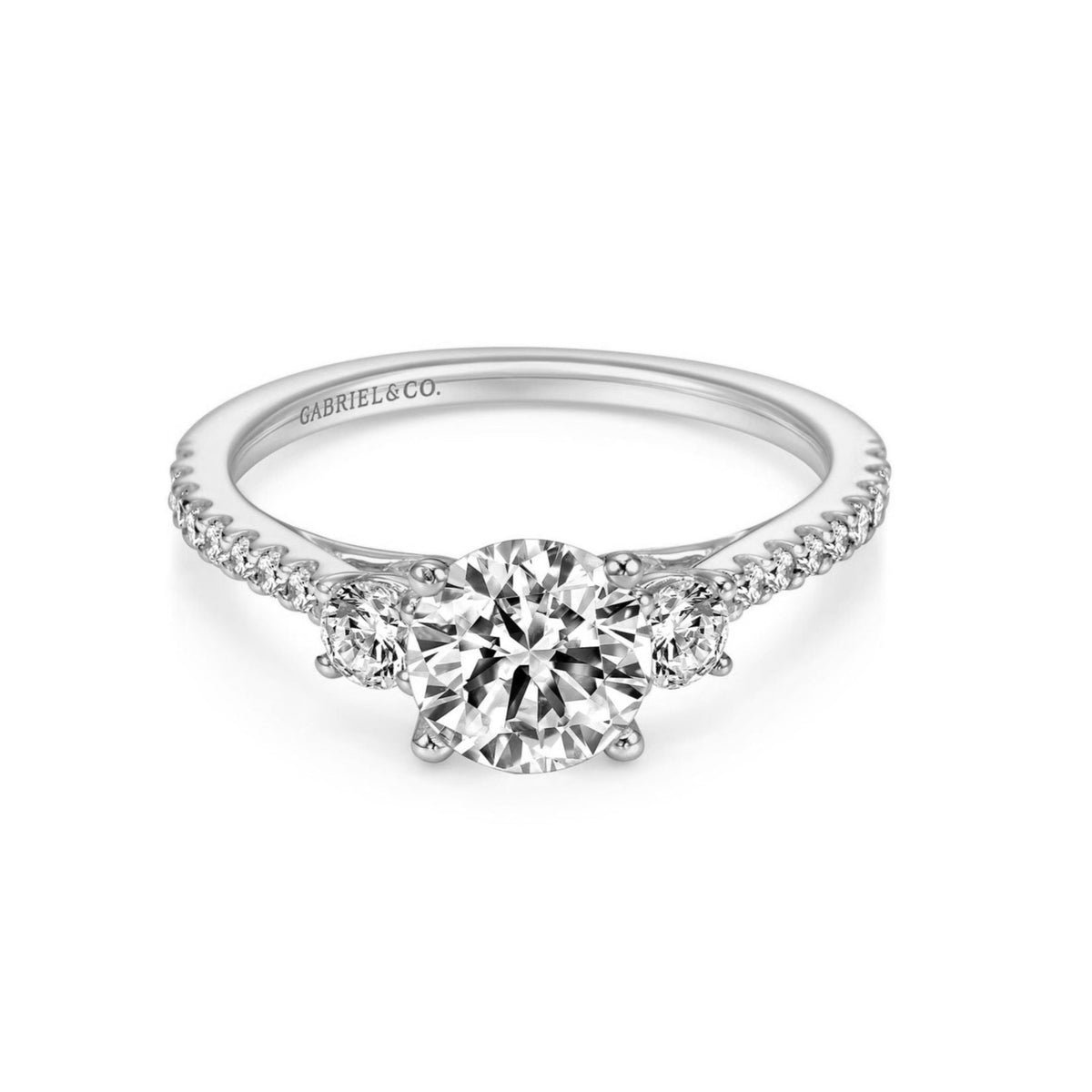 14kt White Three Stone Round Diamond Semi Mount – Independent Jewellers